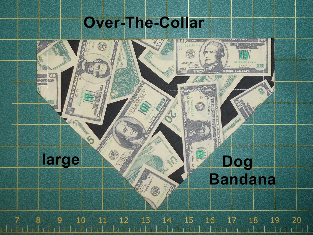 Big Money Dog Bandana/cash Bucks Dollars 50 100 20 Green Backs/over-the ...
