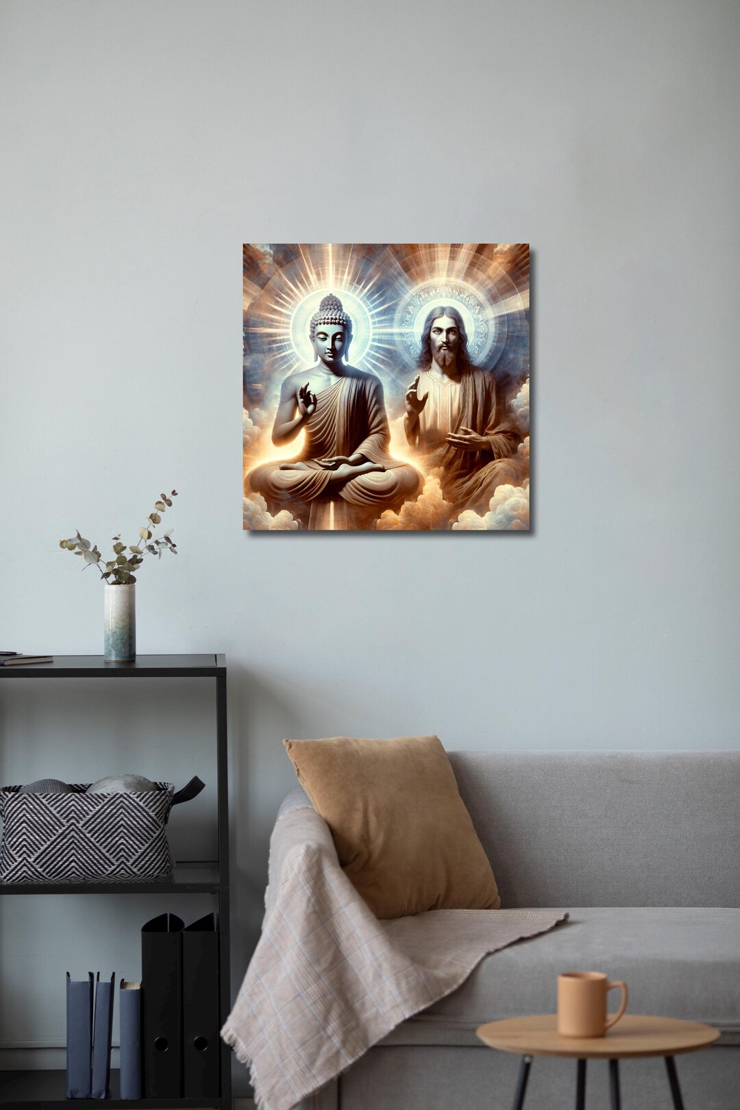 Buddha and Jesus Christ Canvas Art, Interfaith Peace Spiritual Wall ...