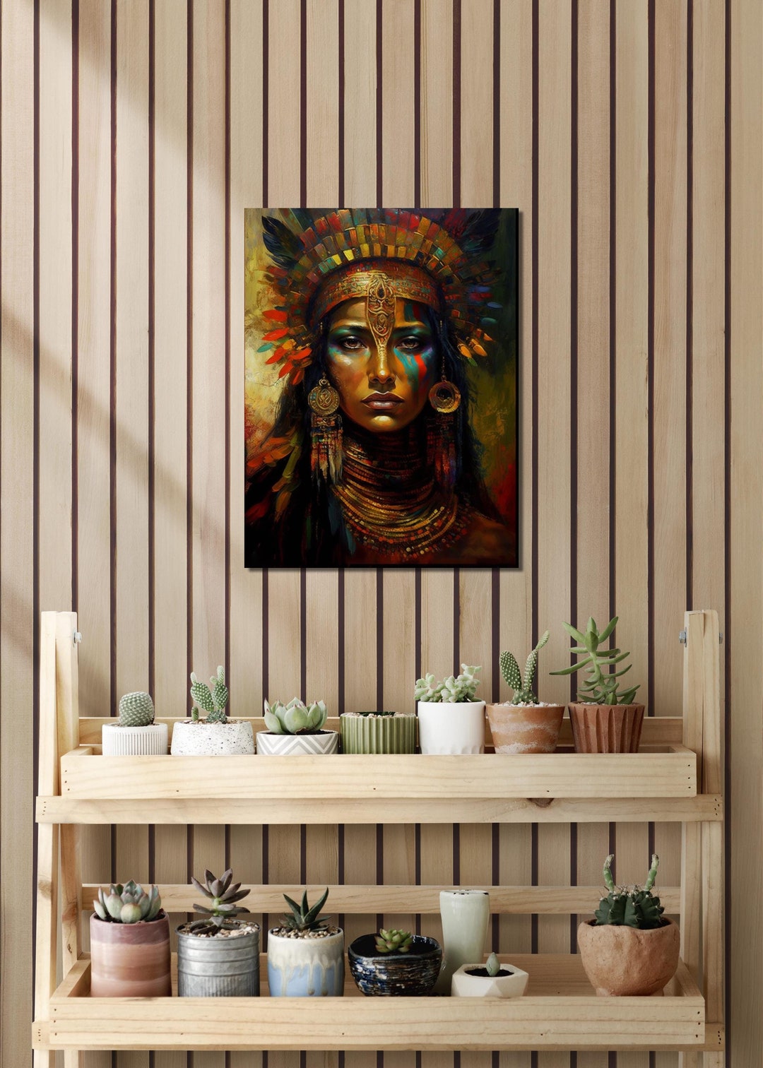 Native American Indian Woman Painting Shaman Priestess Canvas Art ...