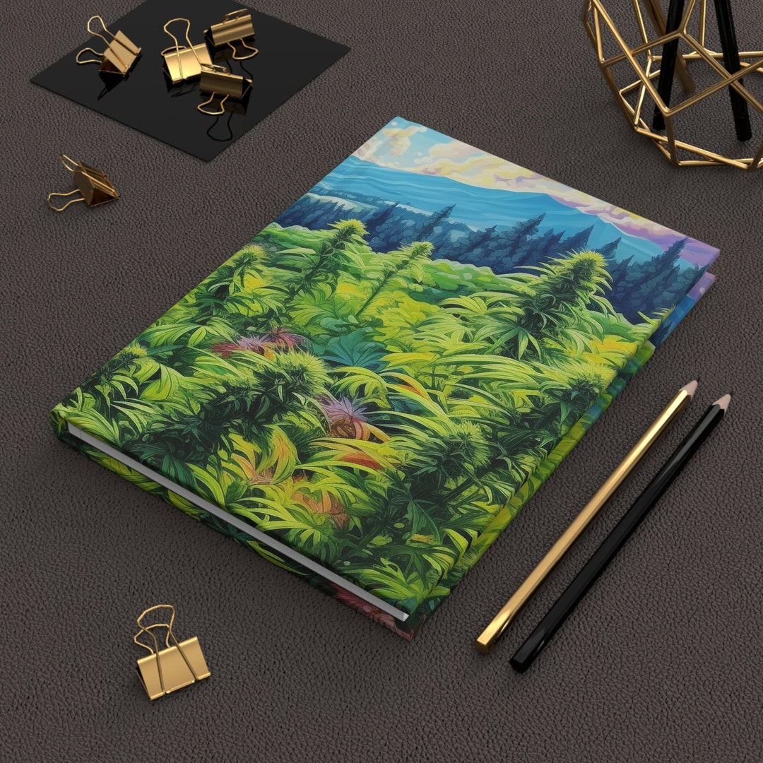 Cannabis Field Rule Lined Notebook Journal, Ganja Weed Art, Birthday ...