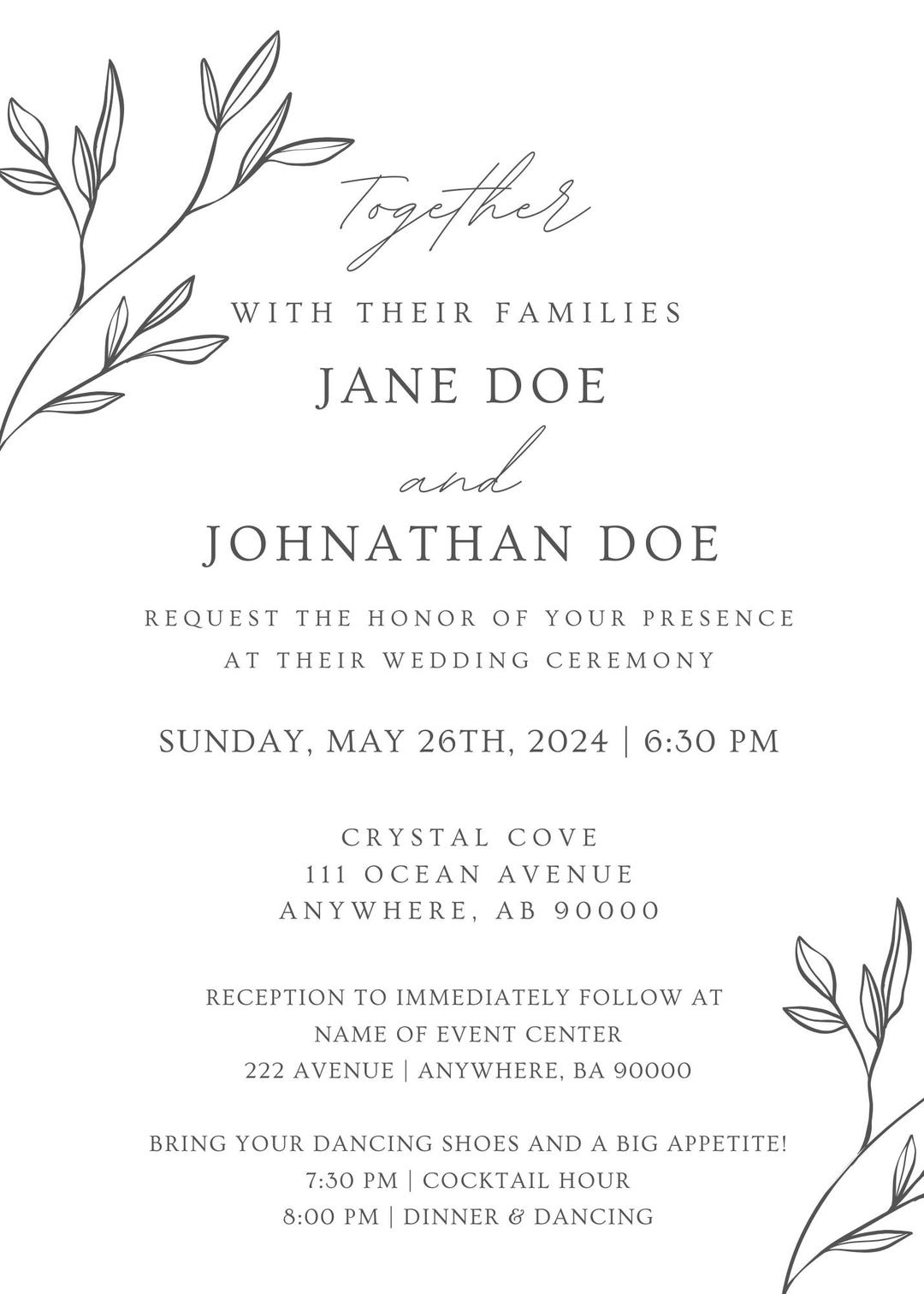 Simple Custom Theme Wedding Invitation Design | Personalized ...
