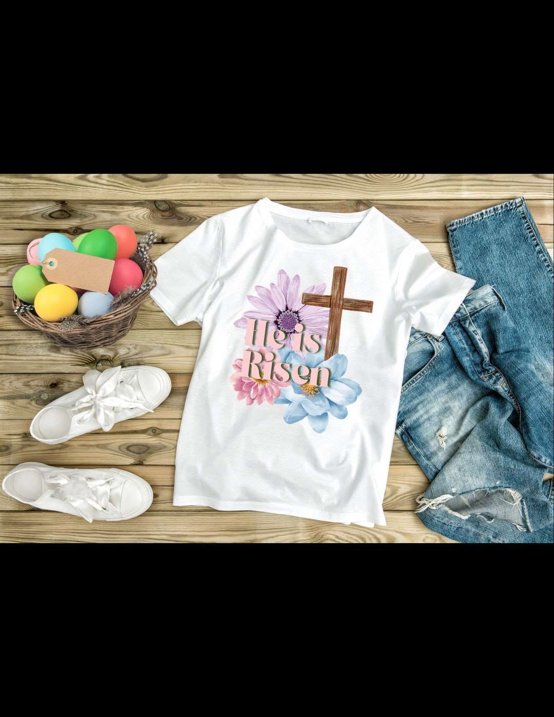 He is Risen Flowers and Cross Easter Png Sublimation for T Shirt - Etsy