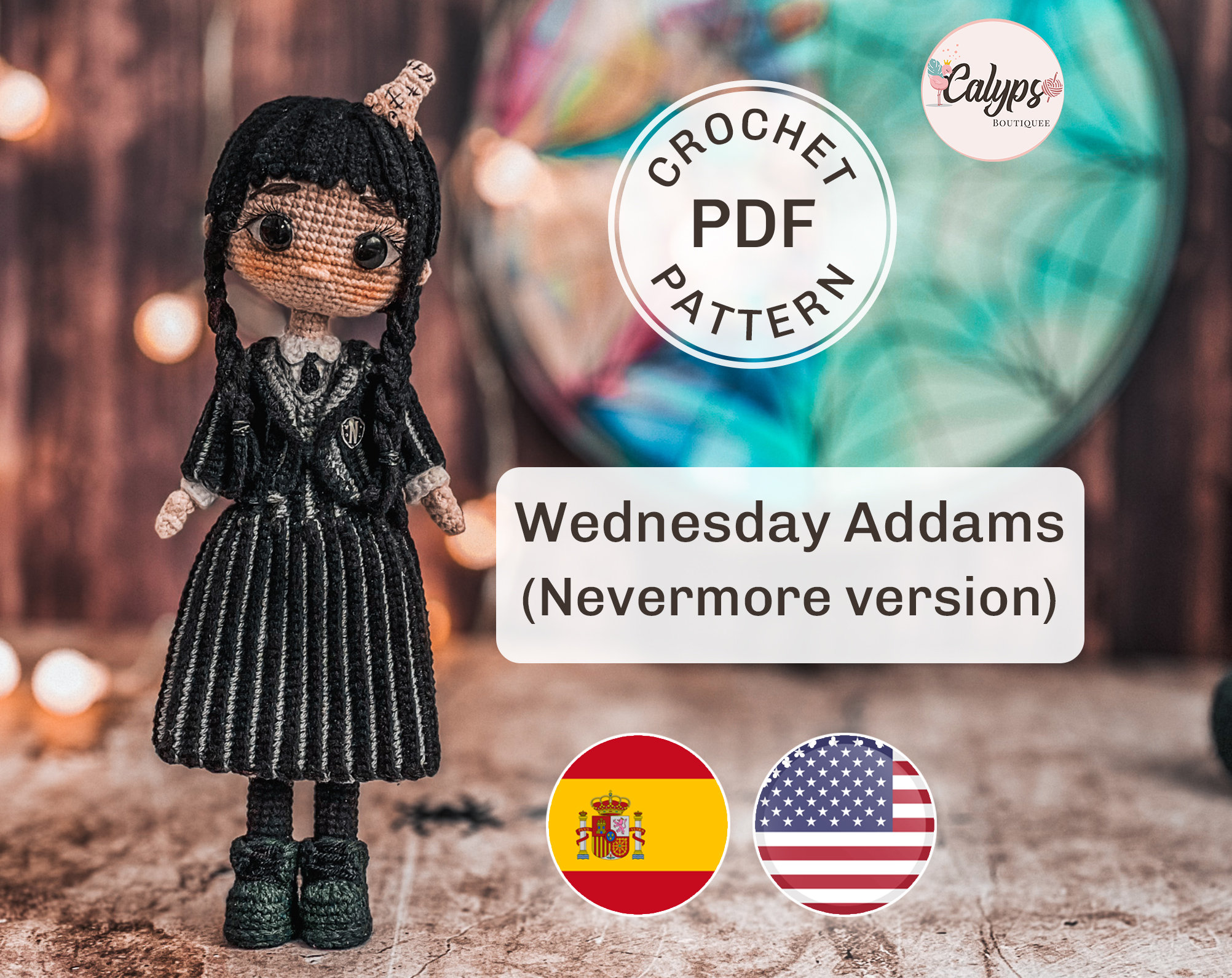 Patron au crochet poupée Merlina amigurumi / Guide tricot en - Etsy France