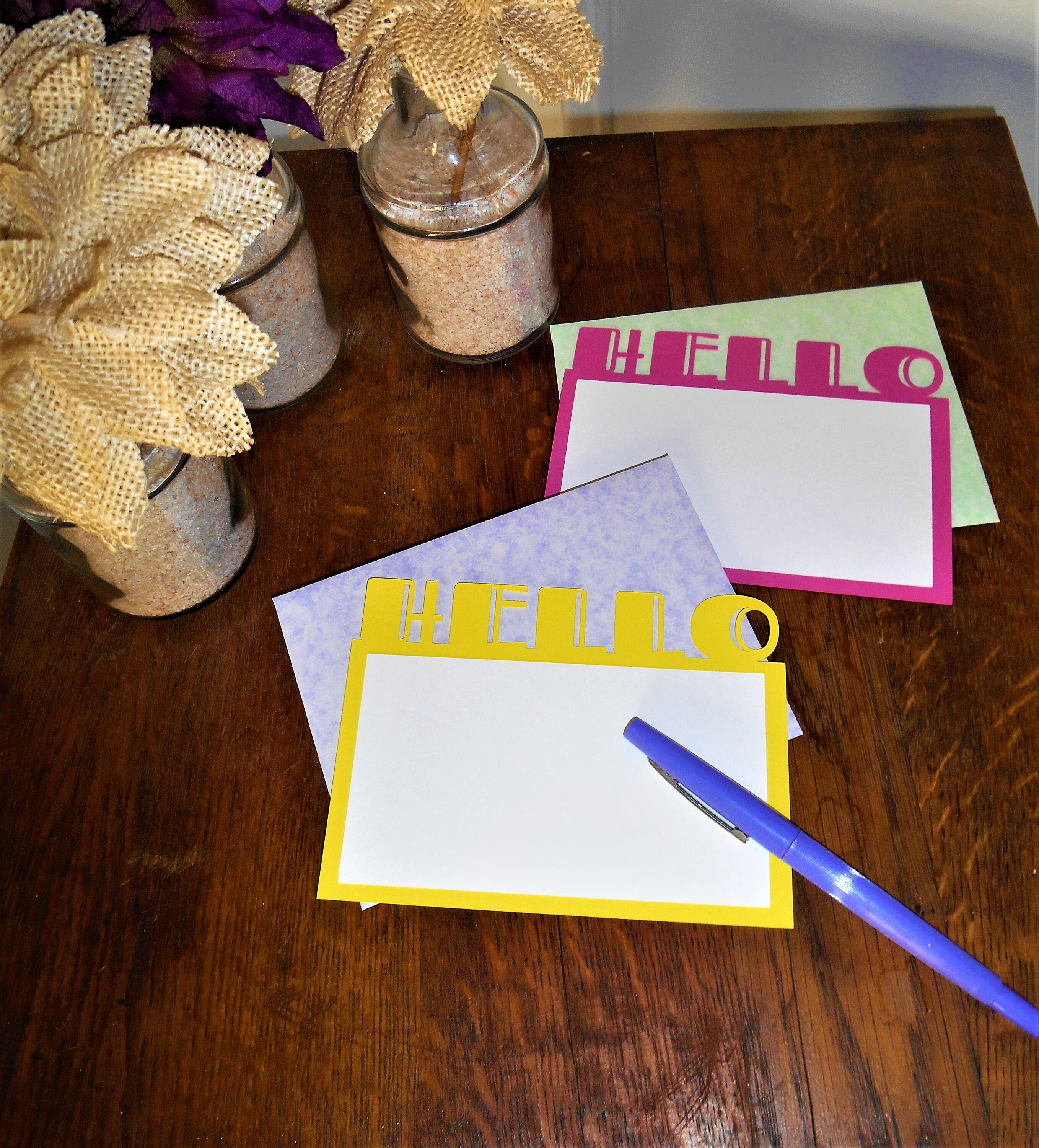 Hello Note Card & Envelope SVG Template Cut File for Cricut | Etsy