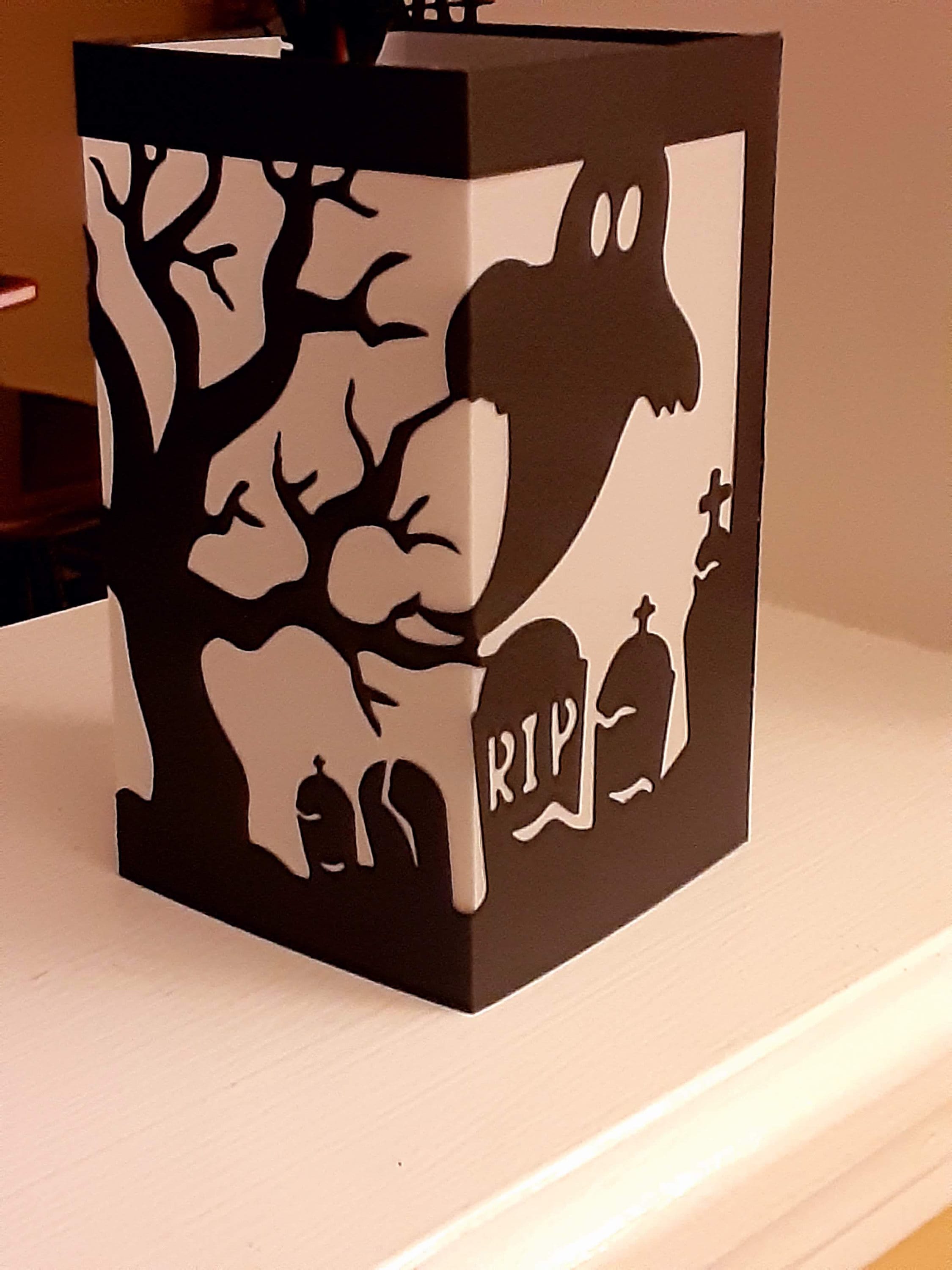 Halloween Haunted House Centerpiece Lantern SVG Template - Etsy