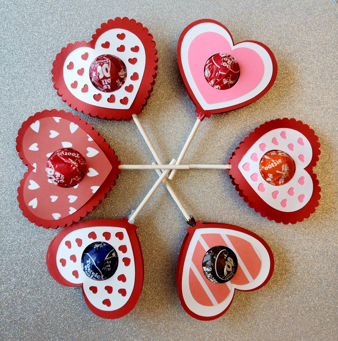 Valentine Lollipop Heart Holder SVG: Kids DIY Craft (PDF) - Etsy