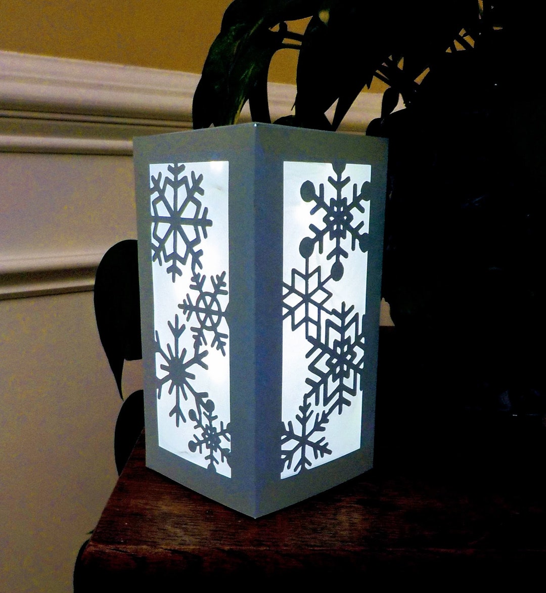 Snowflakes Centerpiece 3D Christmas Lantern SVG Template Snowflakes - Etsy