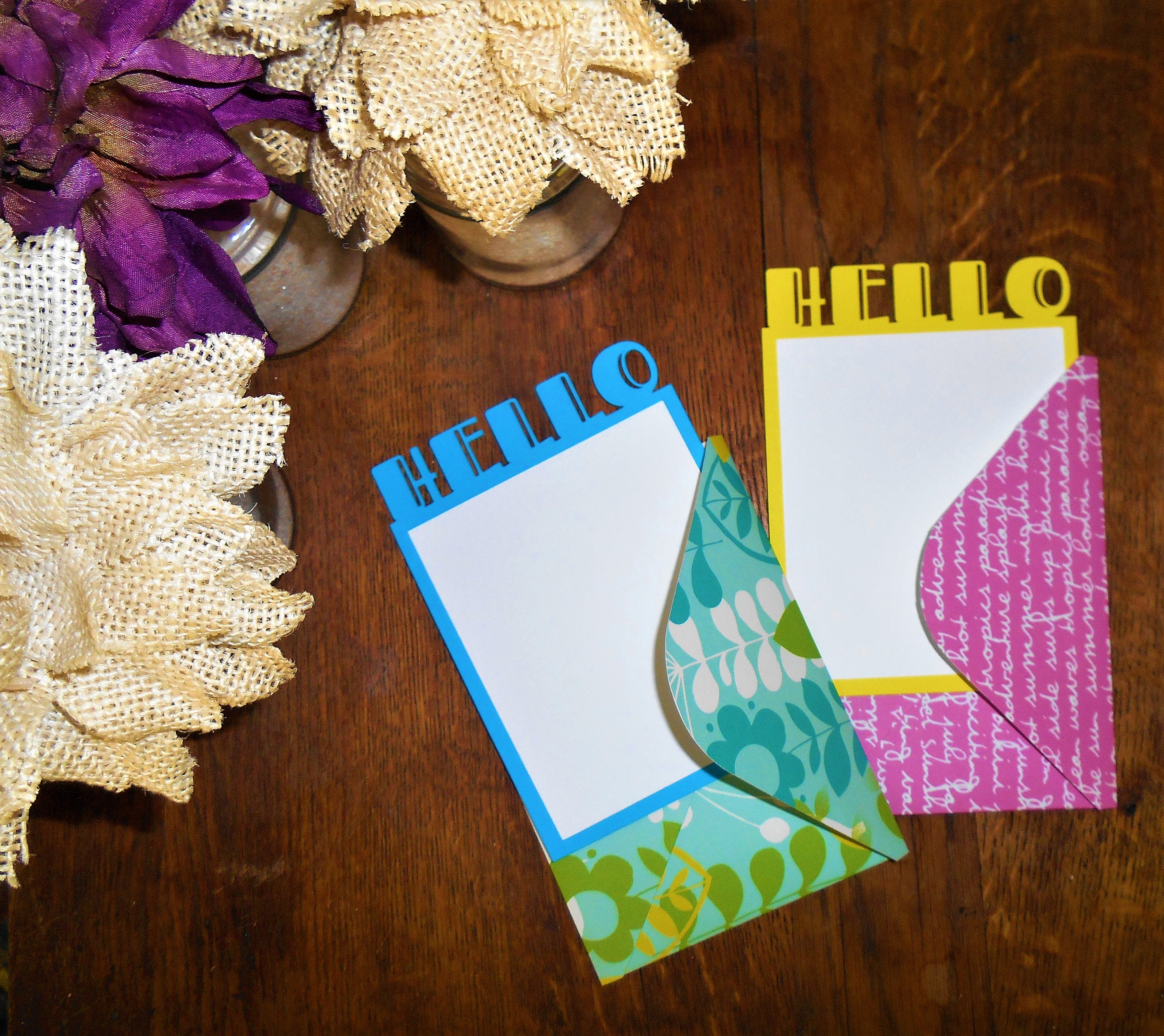 Hello Note Card & Envelope SVG Template Cut File for Cricut | Etsy