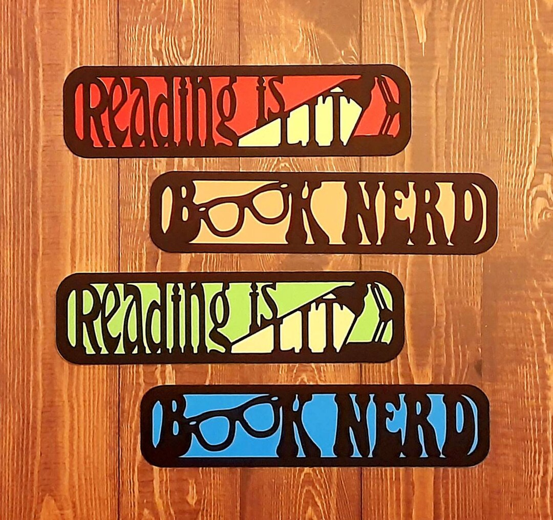 Book Nerd Reading is Lit Bookmark Set SVG File - Etsy