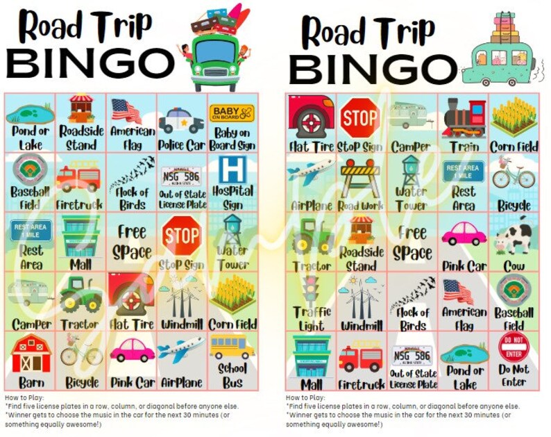 License Plate and Road-trip Bingo Boards Printable PDF - Etsy