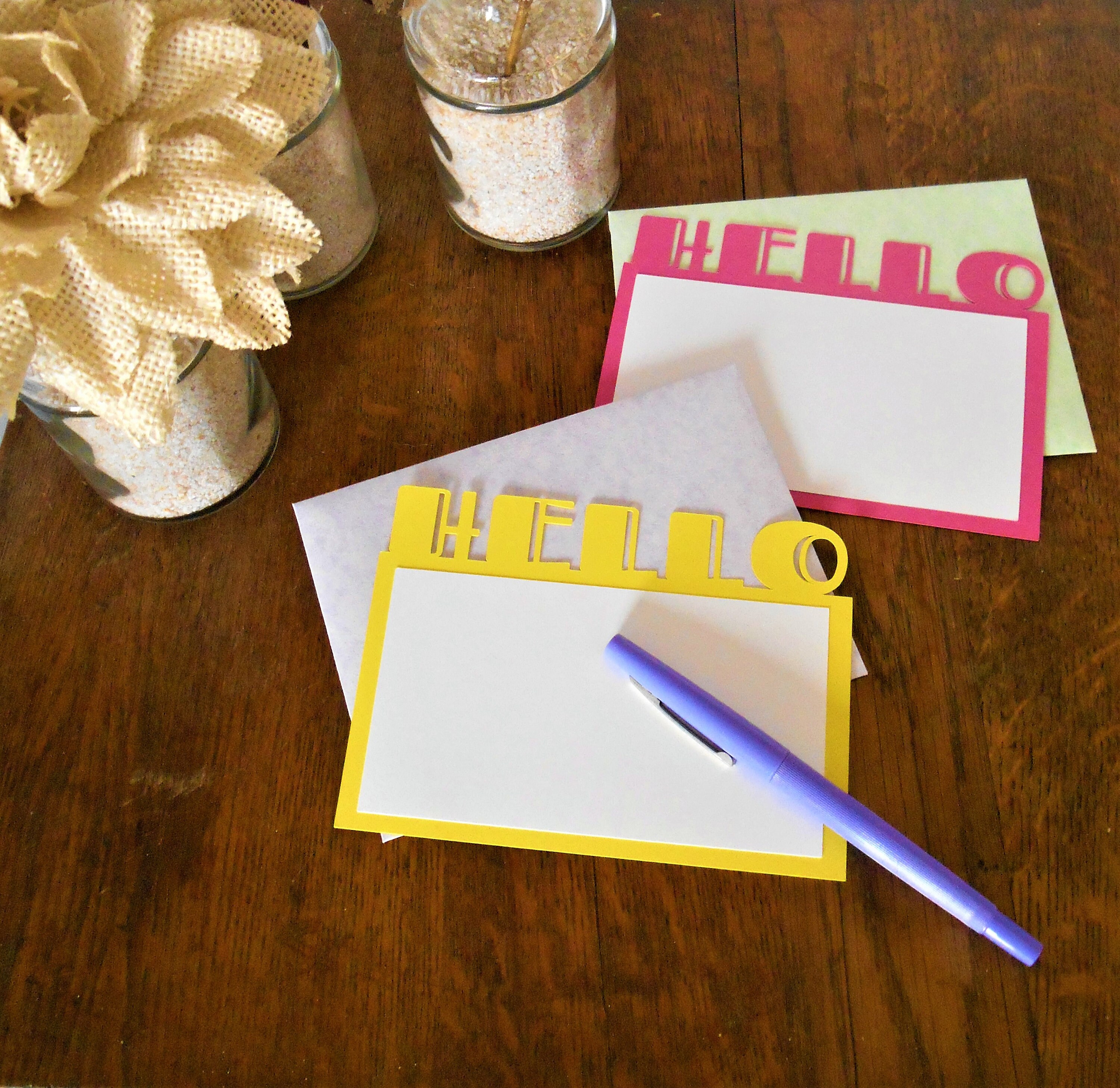 Hello Note Card & Envelope SVG Template Cut File for Cricut | Etsy