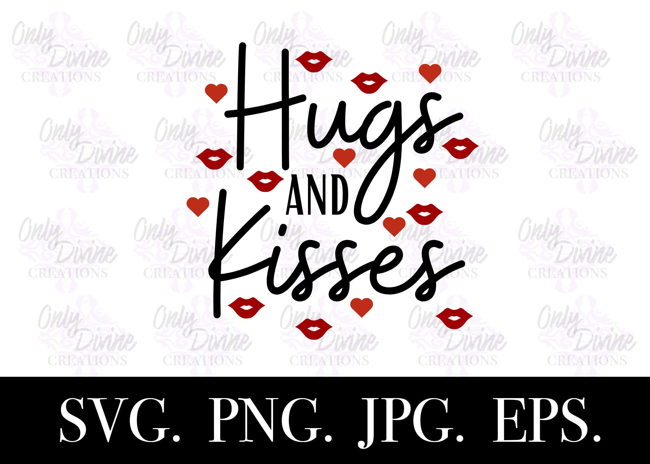 Hugs Kisses Valentines SVG File, Valentine Designs Svg, Valentines Day ...