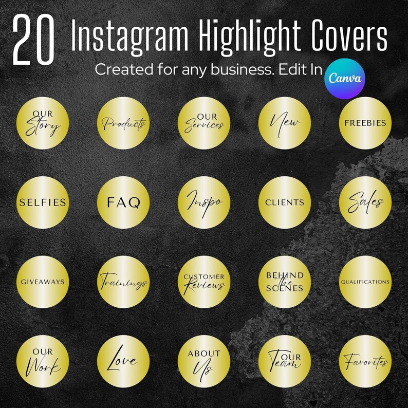 Gold Instagram Highlight Covers | Business Branding (digital Download ...