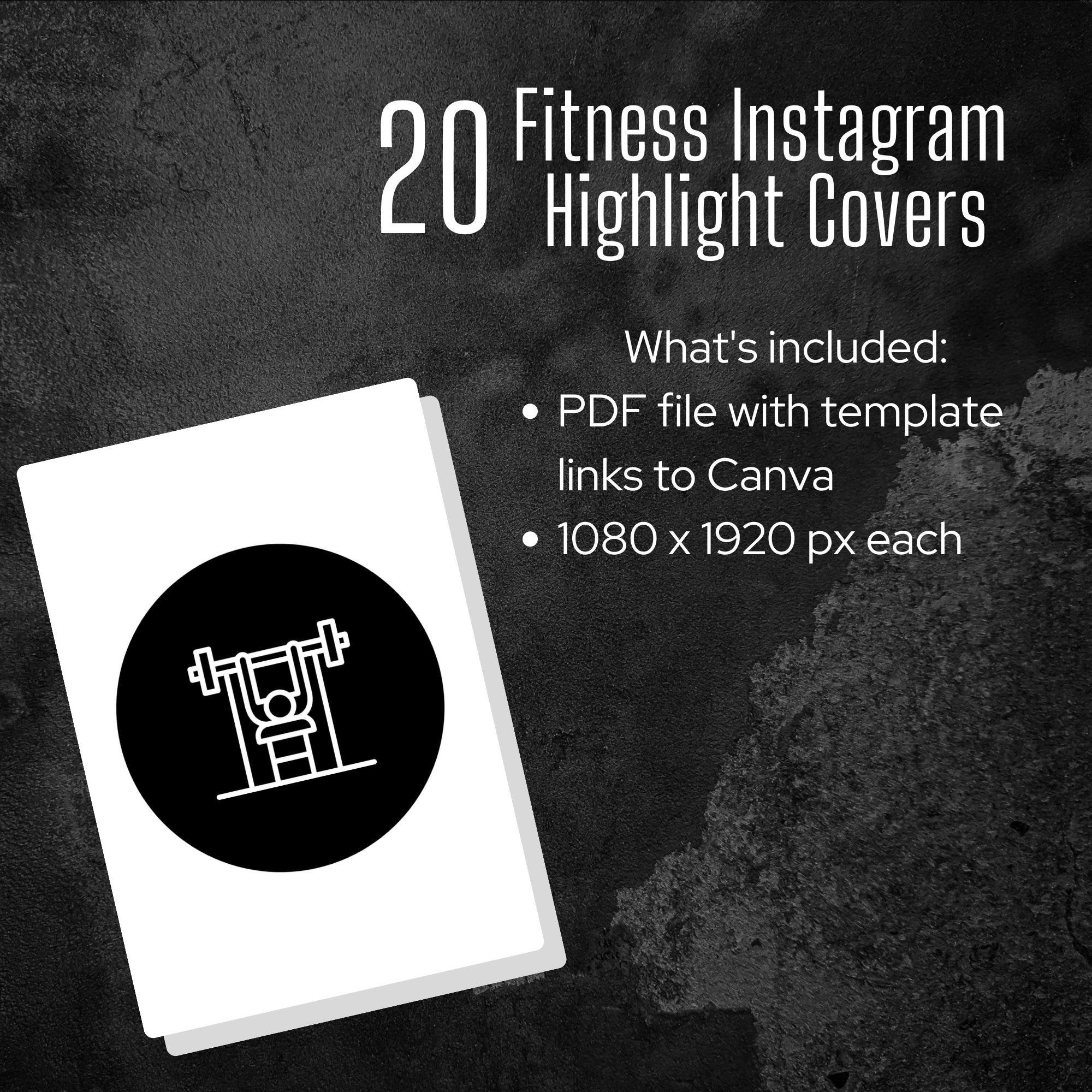 Black Fitness Instagram Highlight Covers | Social Media Templates - Etsy