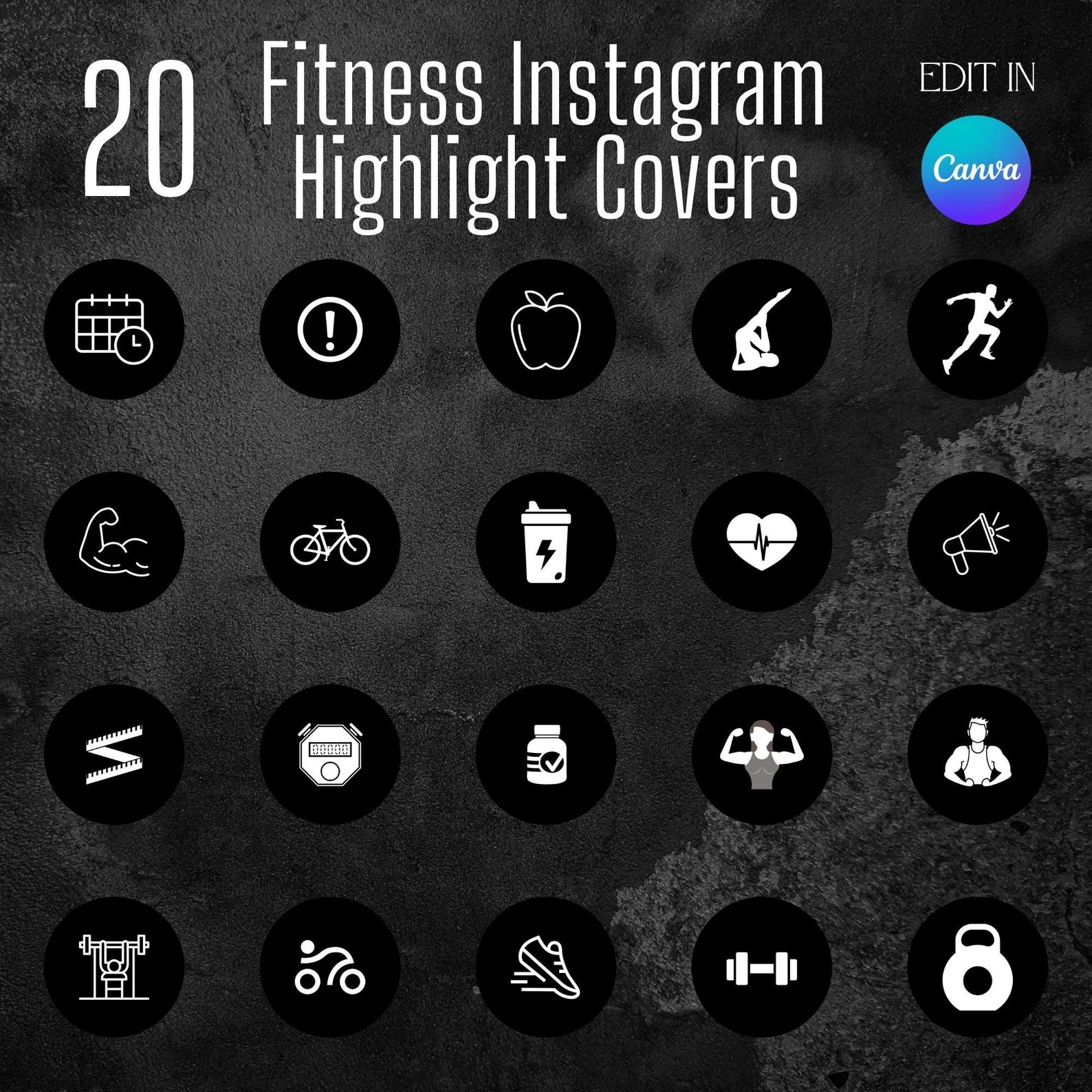 Black Fitness Instagram Highlight Covers | Social Media Highlights ...