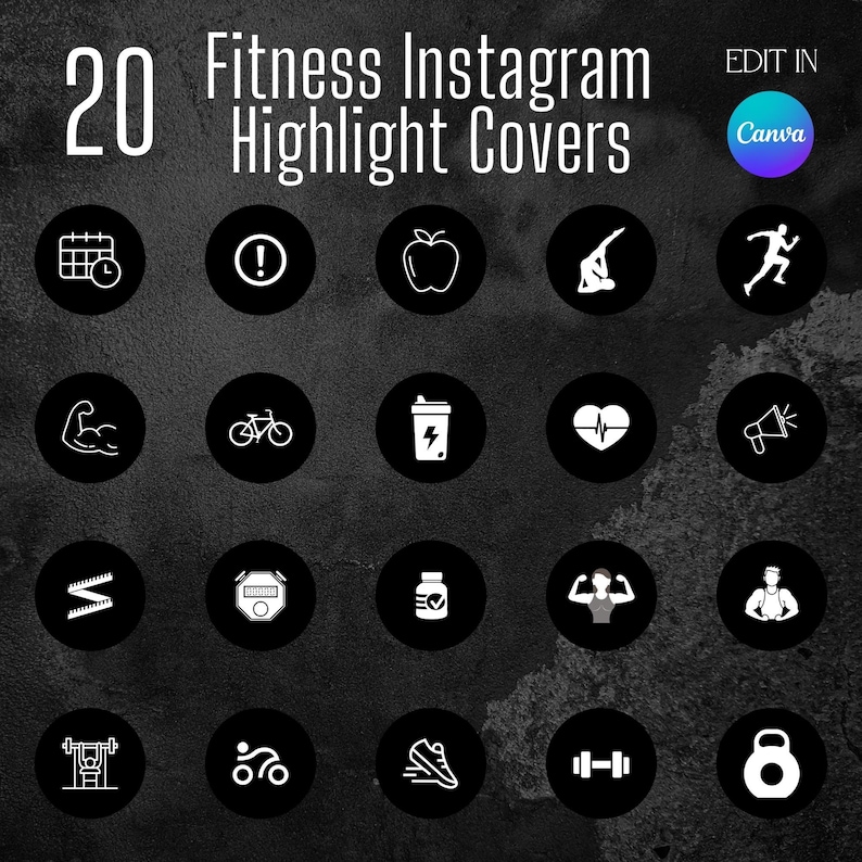 Black Fitness Instagram Highlight Covers | Social Media Highlights ...