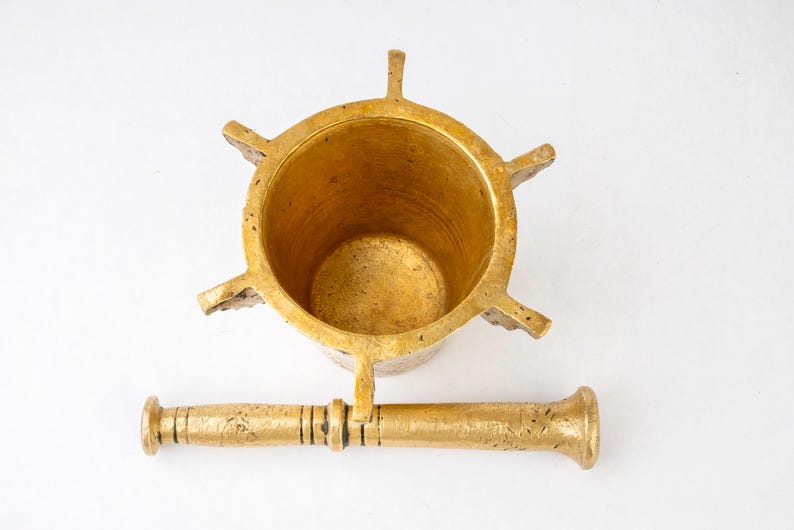 Antique Vintage Moroccan Brass Mortar and Pestle (MEHRAZ) – Handmade by ...