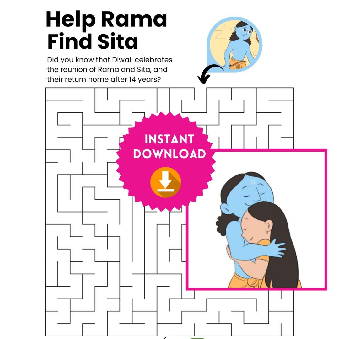 MODI TOYS - Diwali Maze Activity Sheet for Kids Ages 4+, Help Ram Find ...