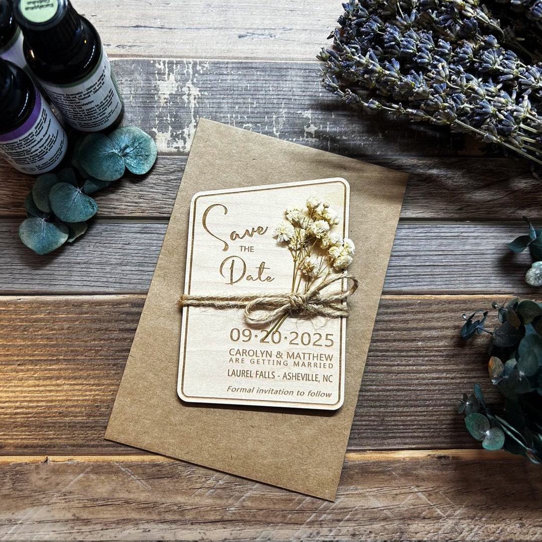 Enchanted Wooden Floral Save the Date Magnet Modern Wedding ...