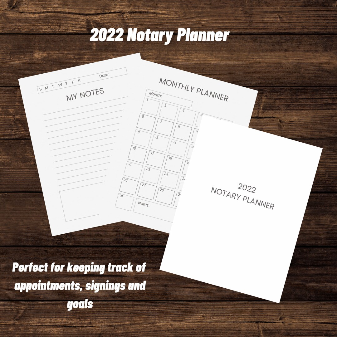 Notary Marketing Printable 2022 Notary Planner | Daily, Weekly, Monthly ...