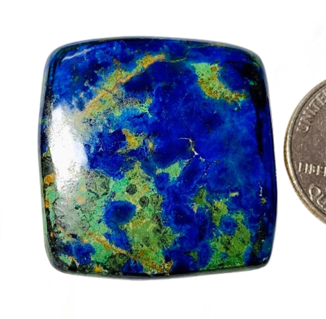 Natural Azurite Cabochon, Arizona Gemstone (81cts, 32x31x6mm) - Etsy
