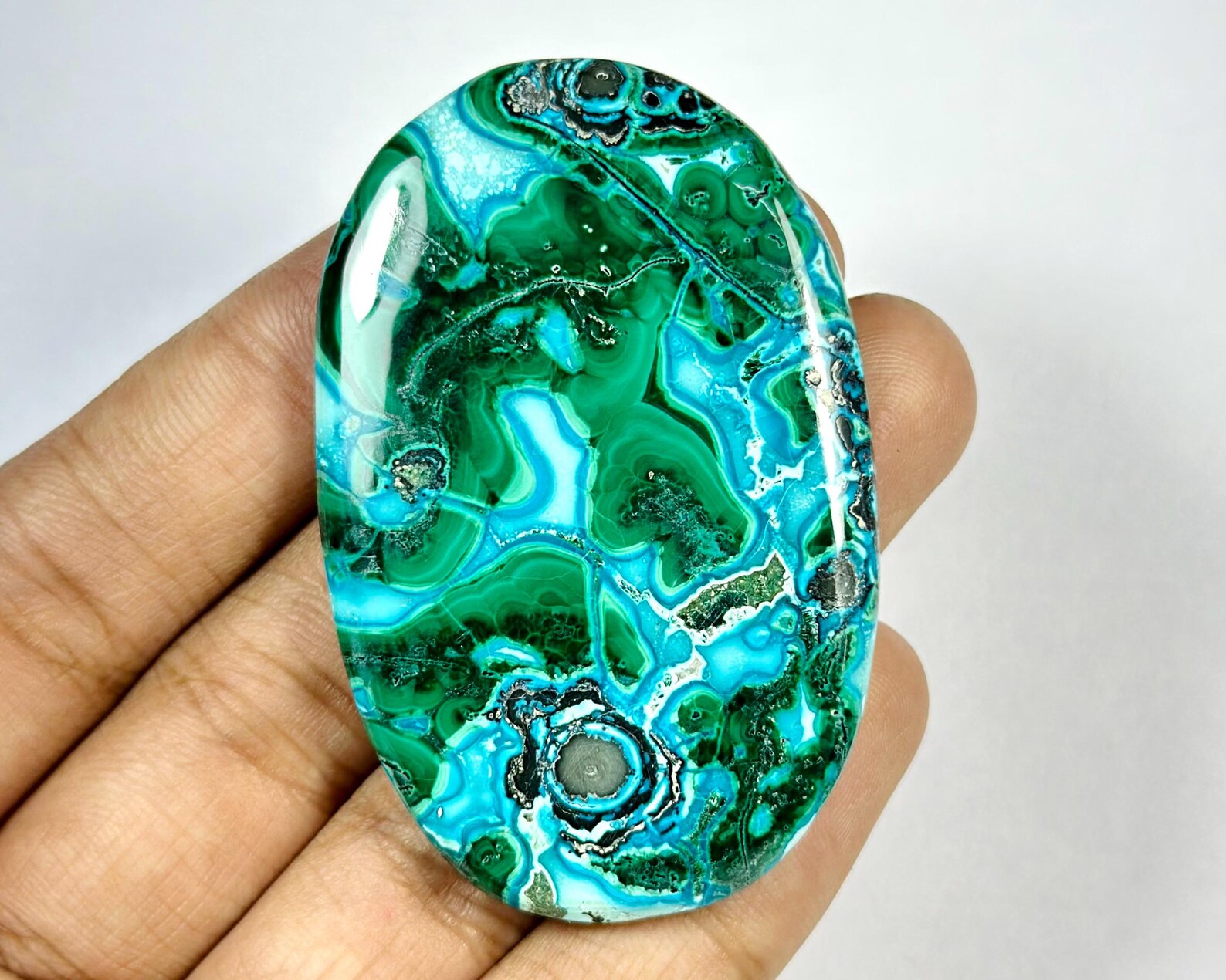 Azurite Malachite Chrysocolla Cabochon, Loose Gemstone (59x38x6mm), 144 ...