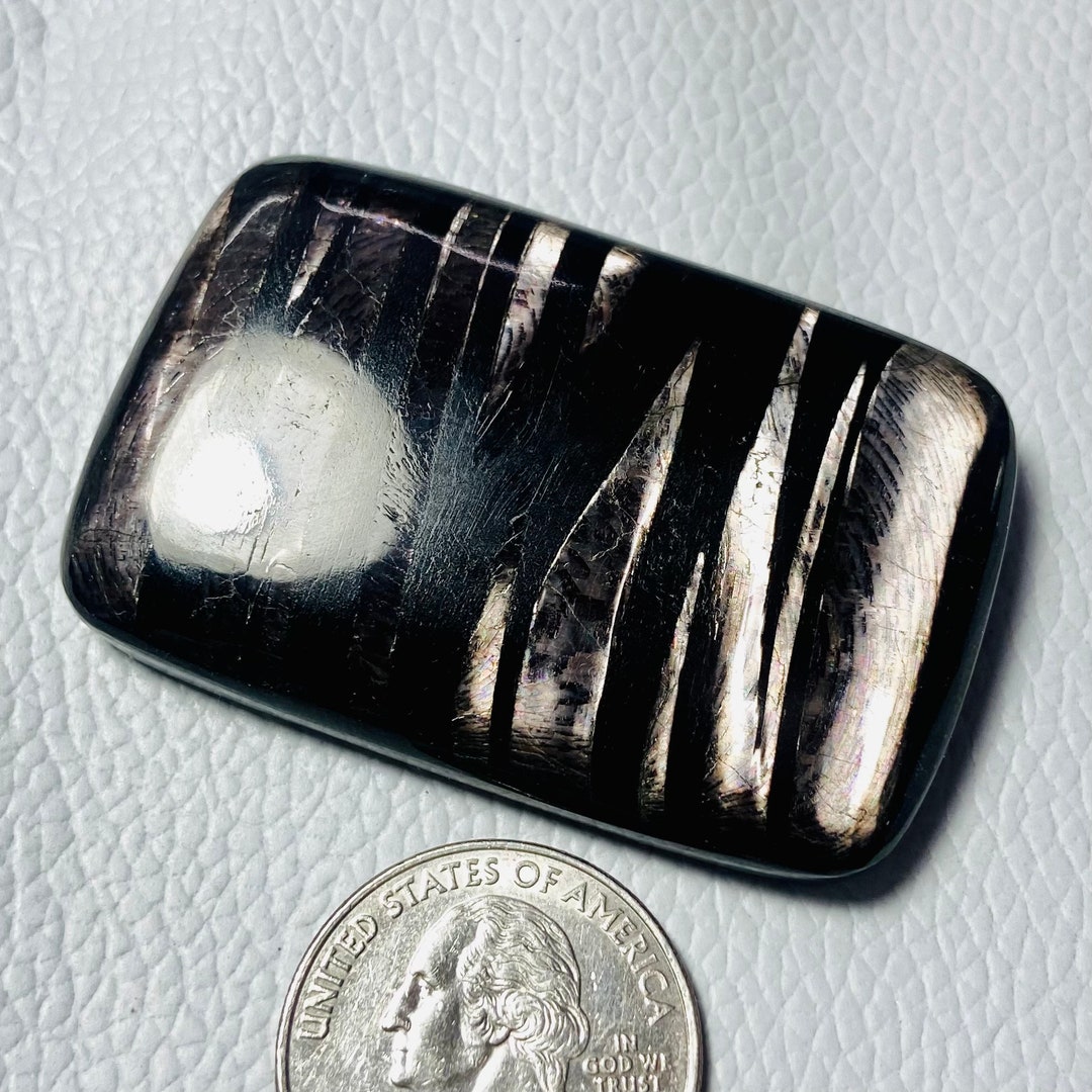 Shiny Hypersthene Cabochon: Natural Healing Gemstone (55x36x8 MM, 221 ...