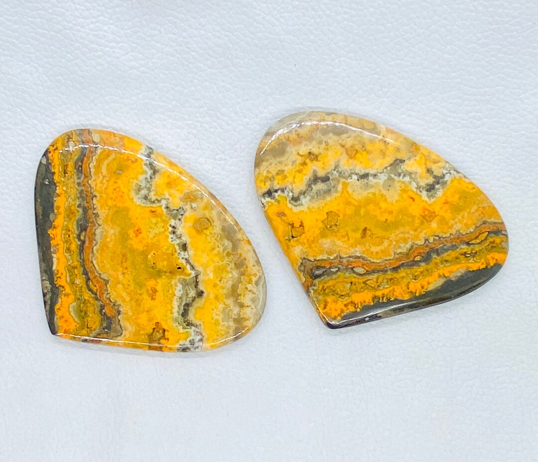 Big Size Rare Bumble Bee Jasper Pair Cabochon, Matched Pair Bumblebee ...