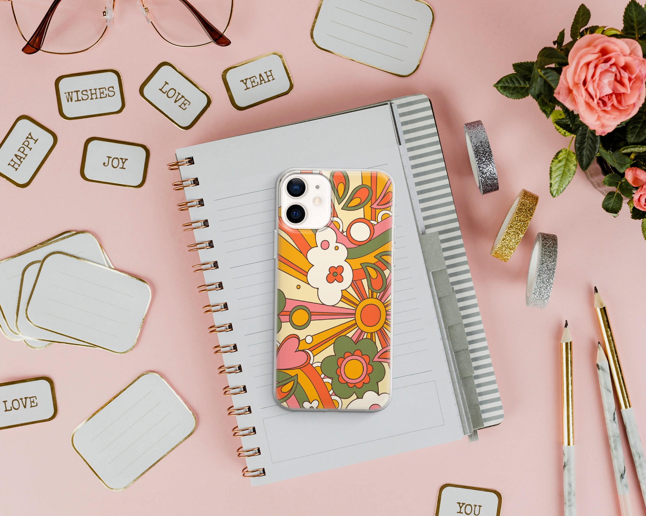 Retro Groovy Phone Case Floral Hippie Cover Fit for Iphone 14 - Etsy UK