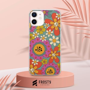 Retro Groovy Phone Case Floral Hippie Cover for iPhone 17 Pro Max, 16e ...