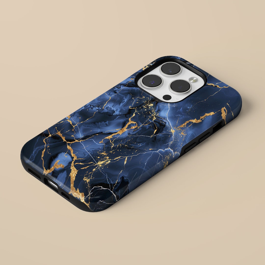 Blue Marble Phone Case With Gold Cover for Iphone, Samsung & Google ...