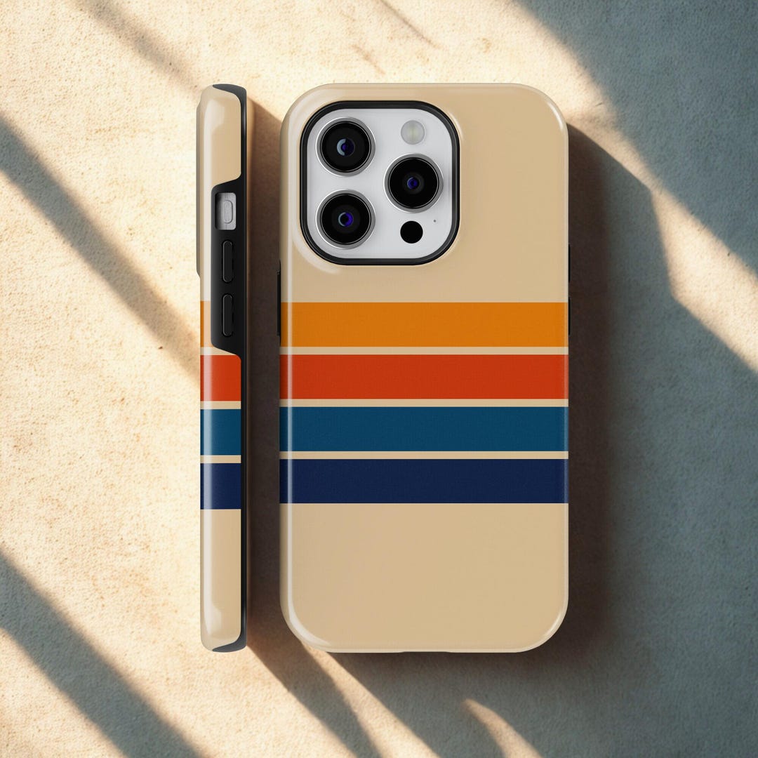 Retro Stripes Phone Case Aesthetic Cover for iPhone 17 Pro Max, 16e, 15 ...