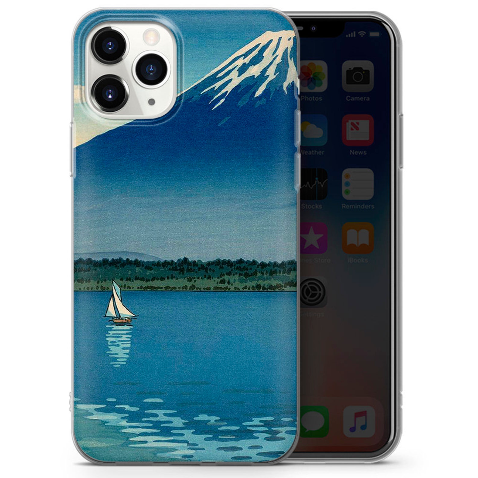 Japanese Style Phone Case Mountain and Sun Art Cover Fit for - Etsy UK