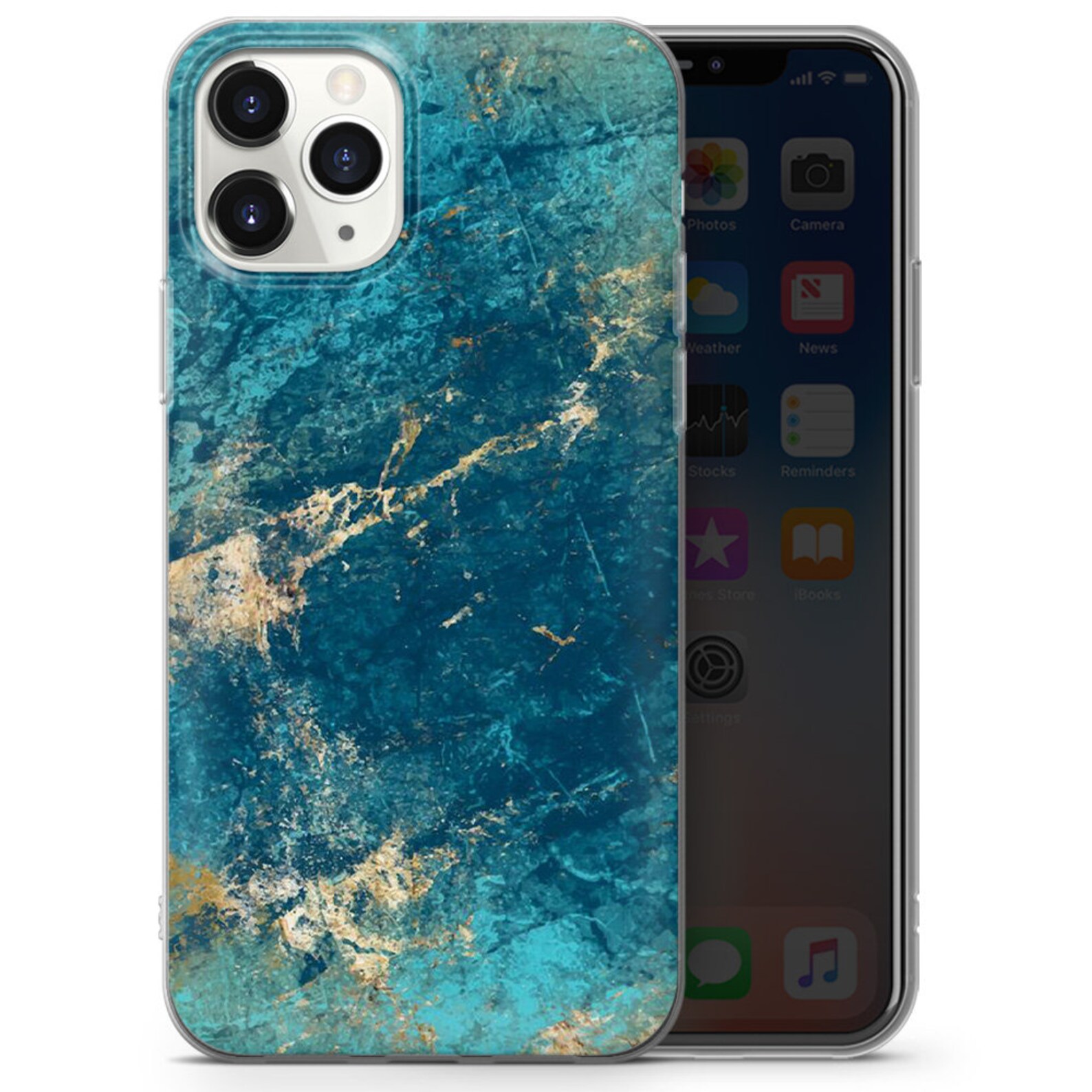 Blue Marble Phone Case With Gold Cover fit for iPhone 12 7 | Etsy