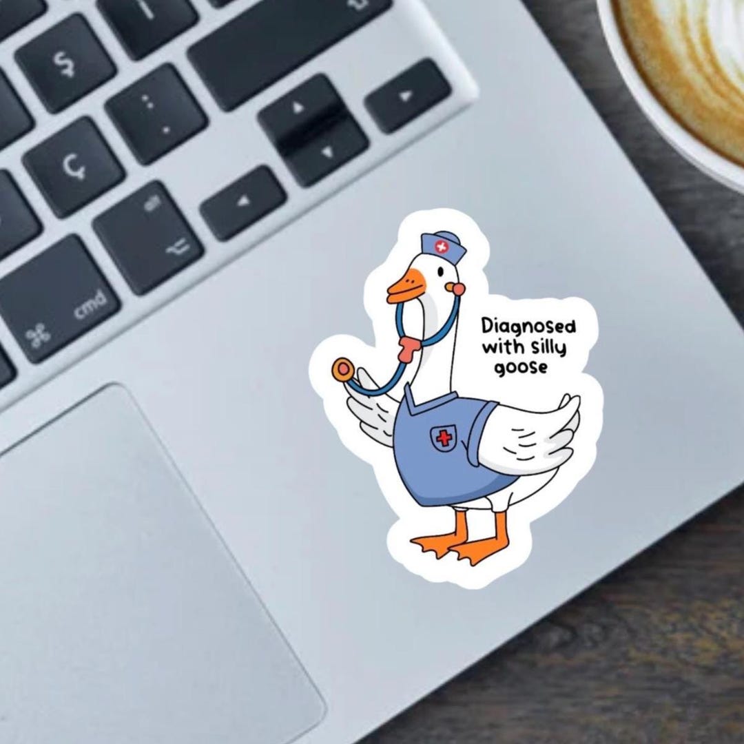 Diagnosed With Silly Goose 2.5" Sticker - Cute Sticker, Bumper Sticker ...