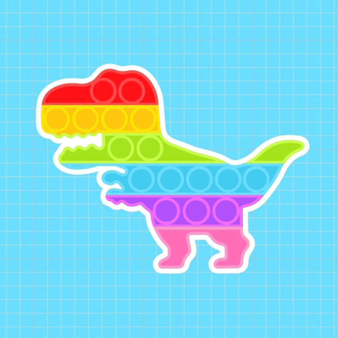 Dinosaur Pop It Toy - 2.5 Inch Sticker - Rainbow Infinity Sign ...