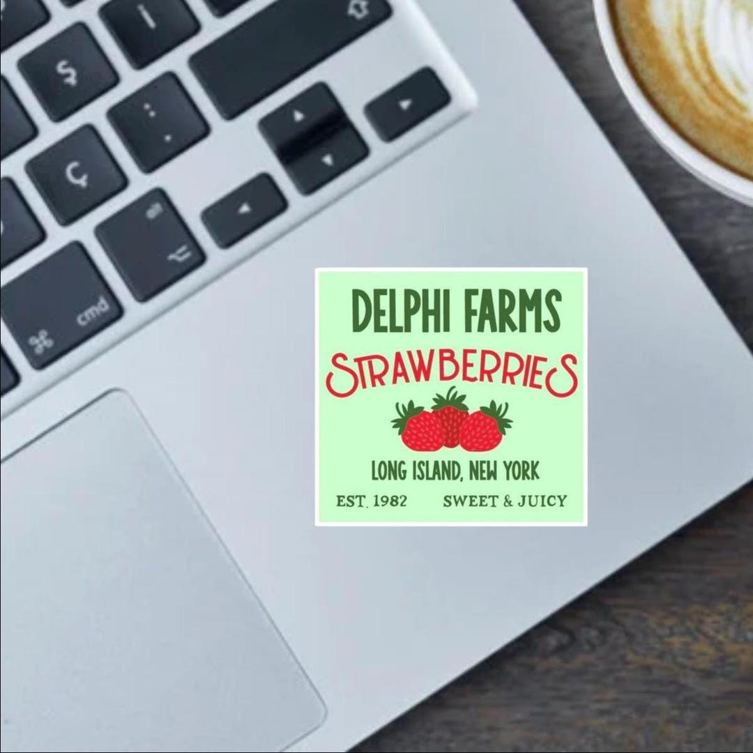 Delphi Strawberry Farm Sticker, Bumper Sticker or Fridge Magnet - Percy ...