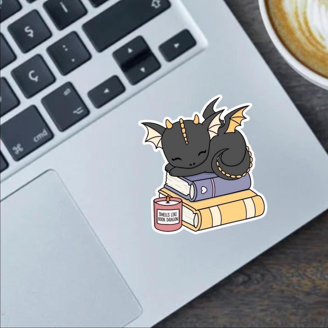 Sleeping Book Dragon Sticker: Water-resistant Vinyl Decal - Etsy
