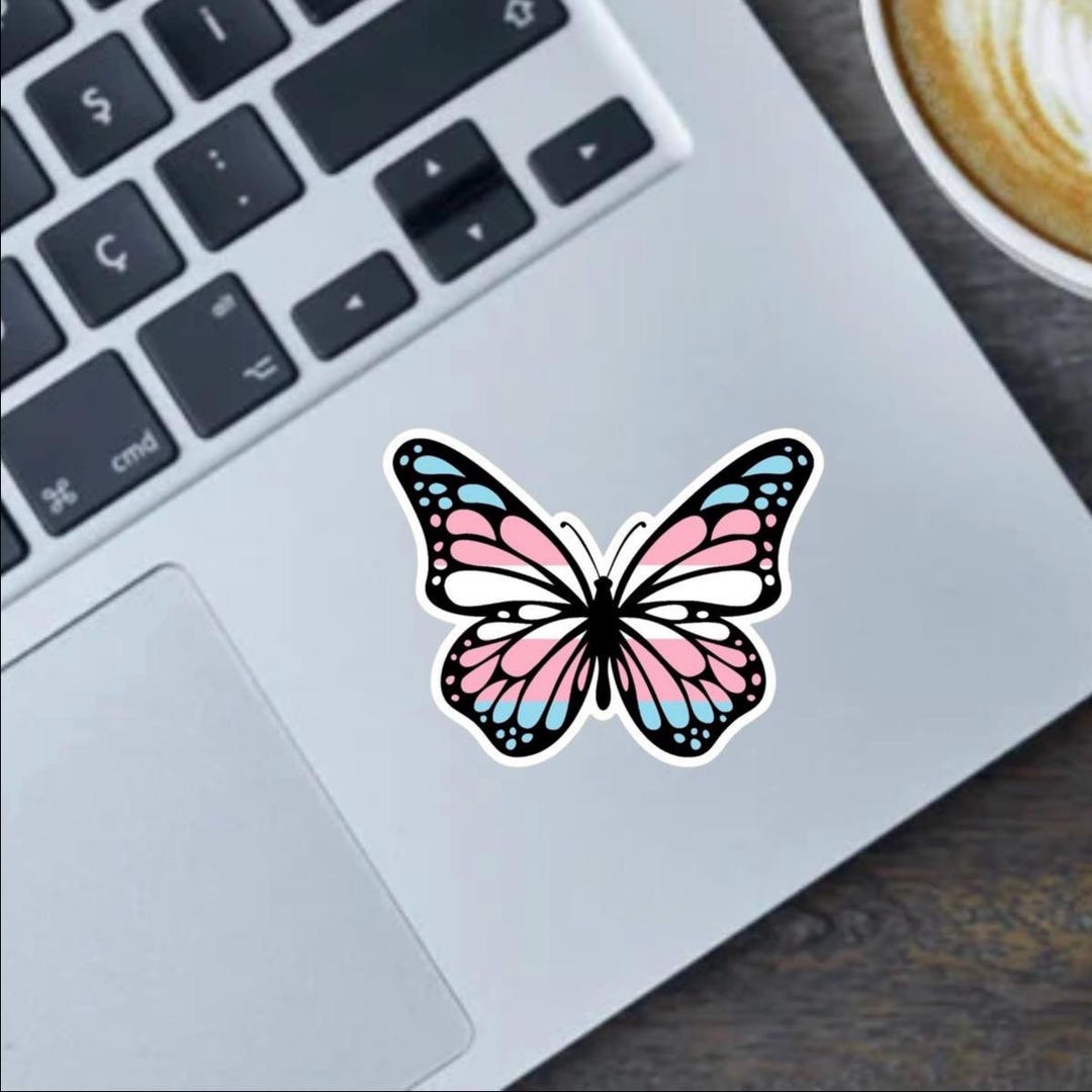 Trans Flag Butterfly Sticker Bumper Sticker or Magnet - Trans Lives ...