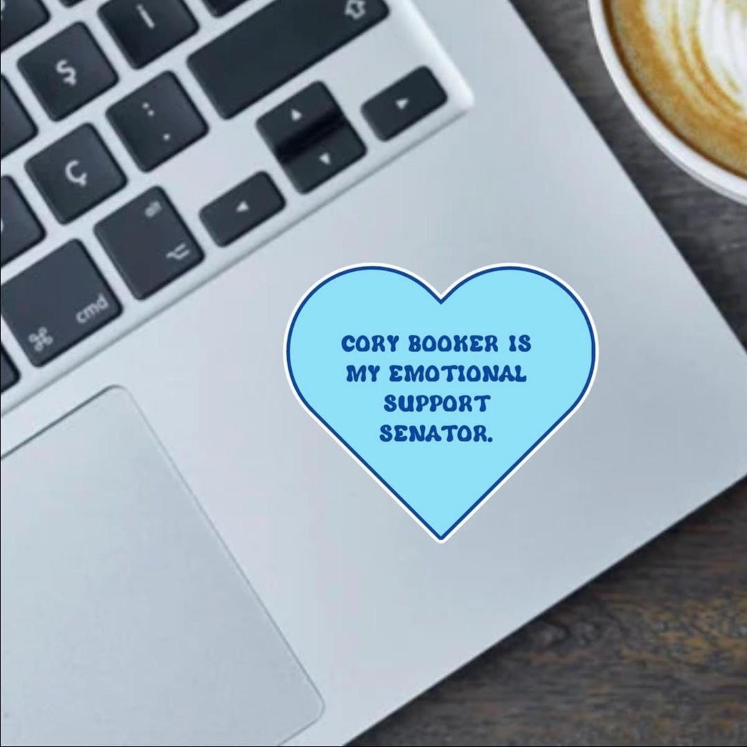 Cory Booker is My Emotional Support Senator Funny Sticker, Bumper ...