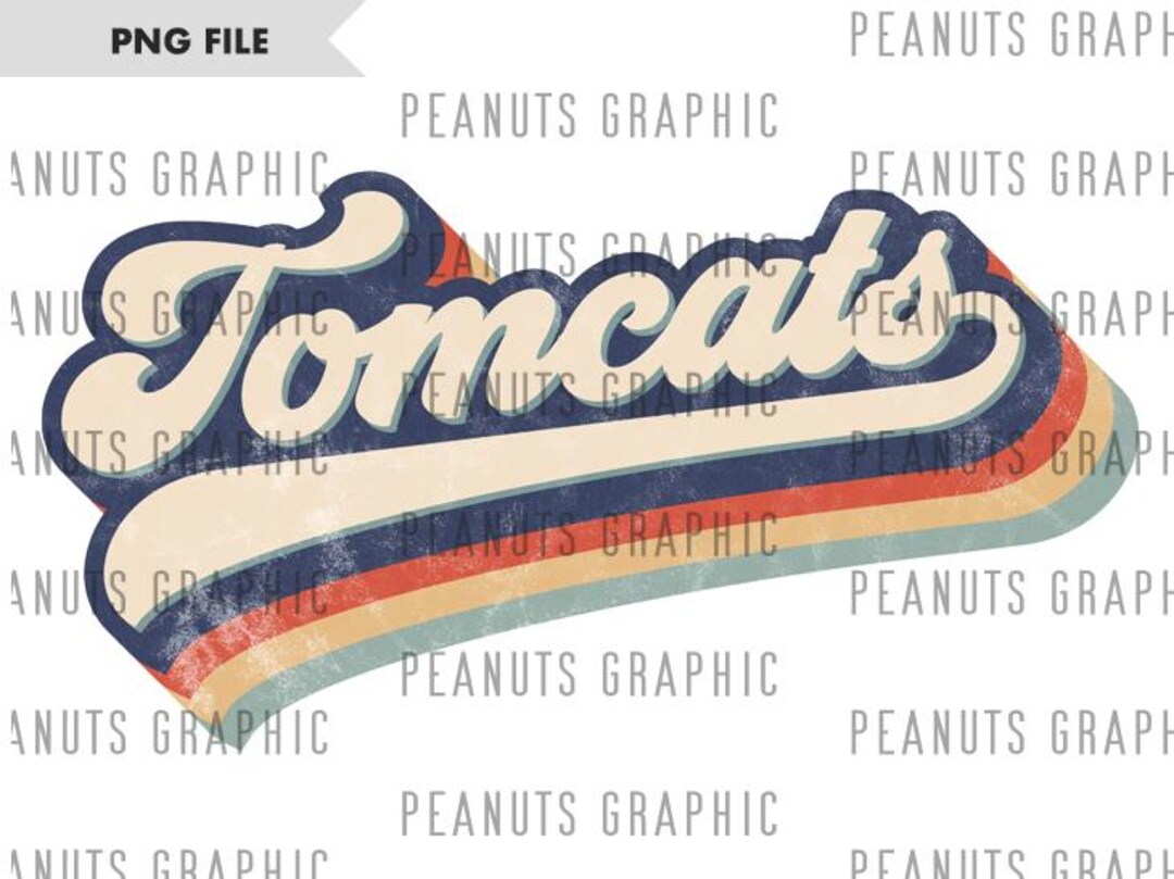 Retro Tomcats PNG Sublimation Design, Vintage, Distressed, Blue Red ...