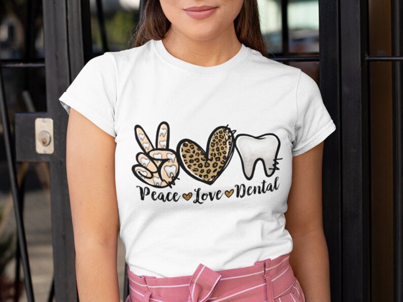 Peace Love Dental PNG, Sublimation Design, Dentist, Leopard, Cheetah ...