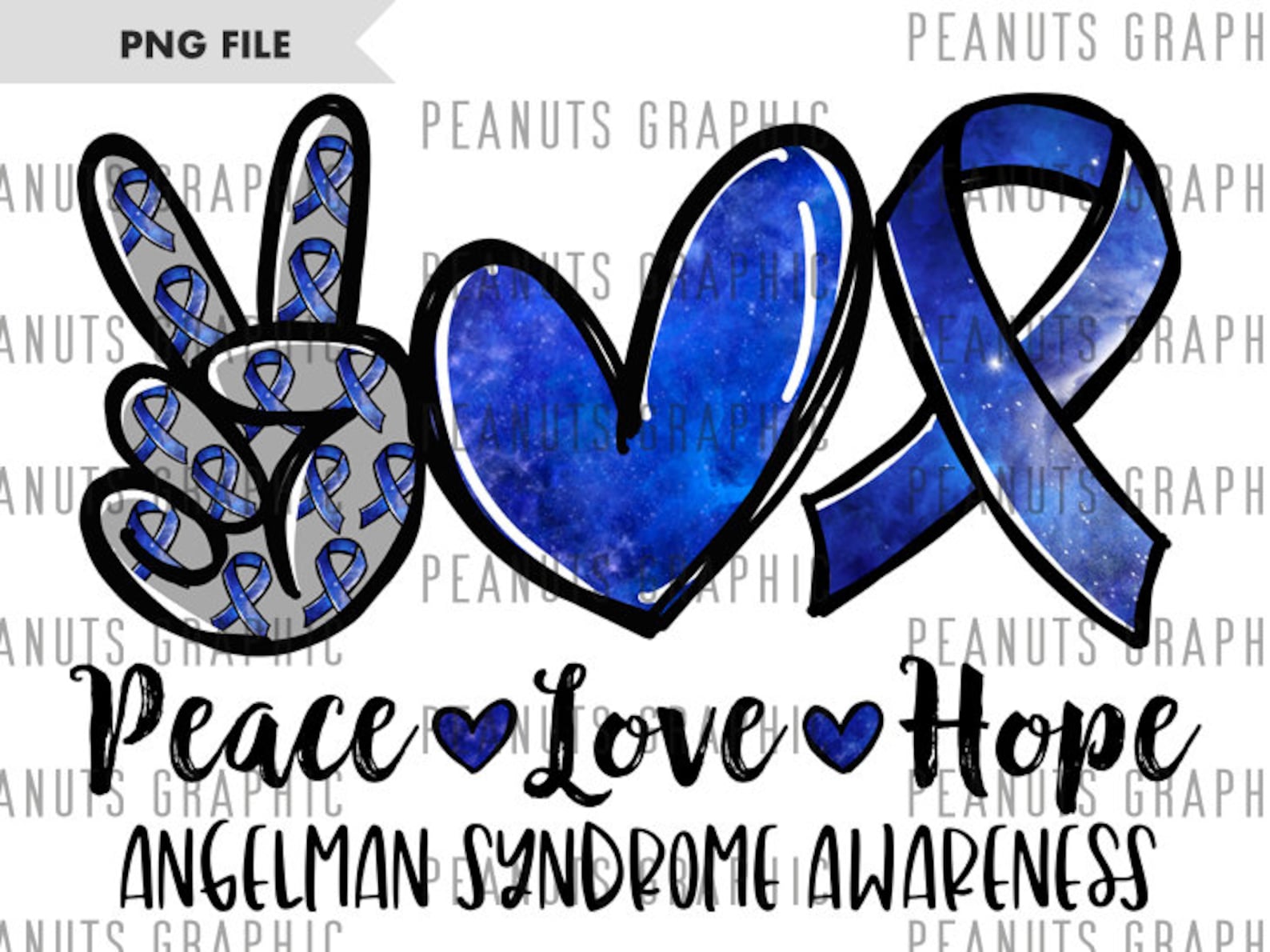 Peace Love Hope PNG, Sublimation Design, Angelman Syndrome Awareness ...