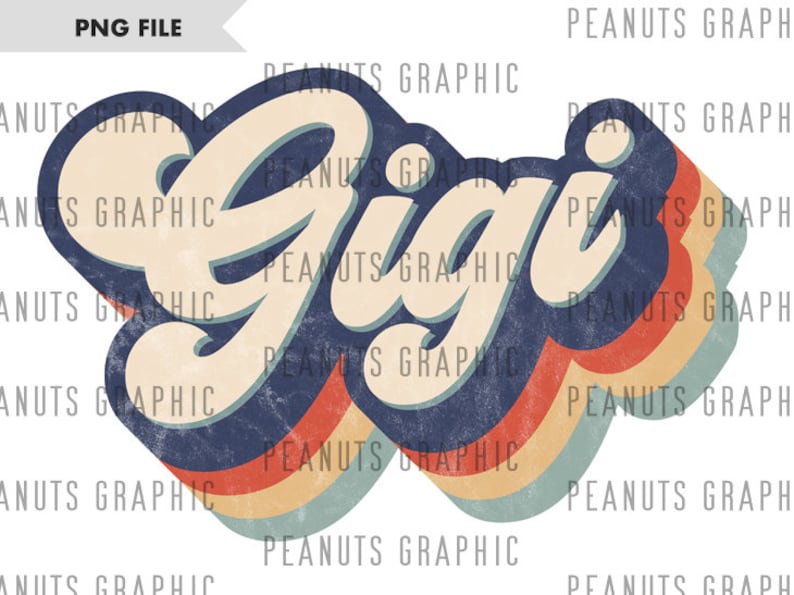 Retro Gigi PNG Sublimation Design, Vintage, Distressed, Digital ...