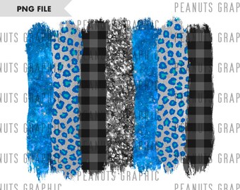 Brushstrokes Background Clipart Leopard Sublimation PNG Teal - Etsy
