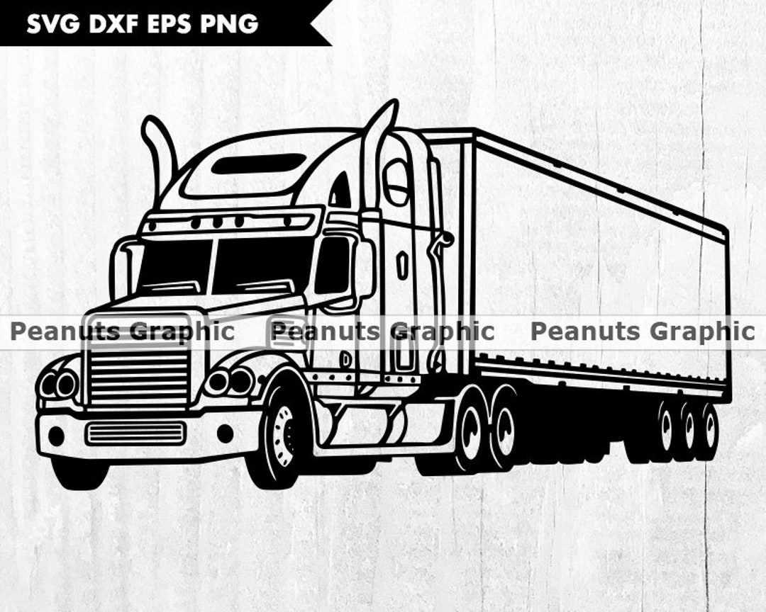 Semi Trailer SVG Files for Cricut, Tractor Truck Clipart, Big Truck PNG ...