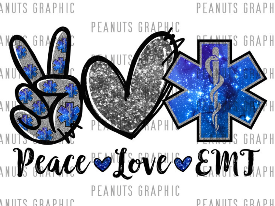 Peace Love EMT PNG, Emt Png, Sublimation Design Print, Silver, Digital ...
