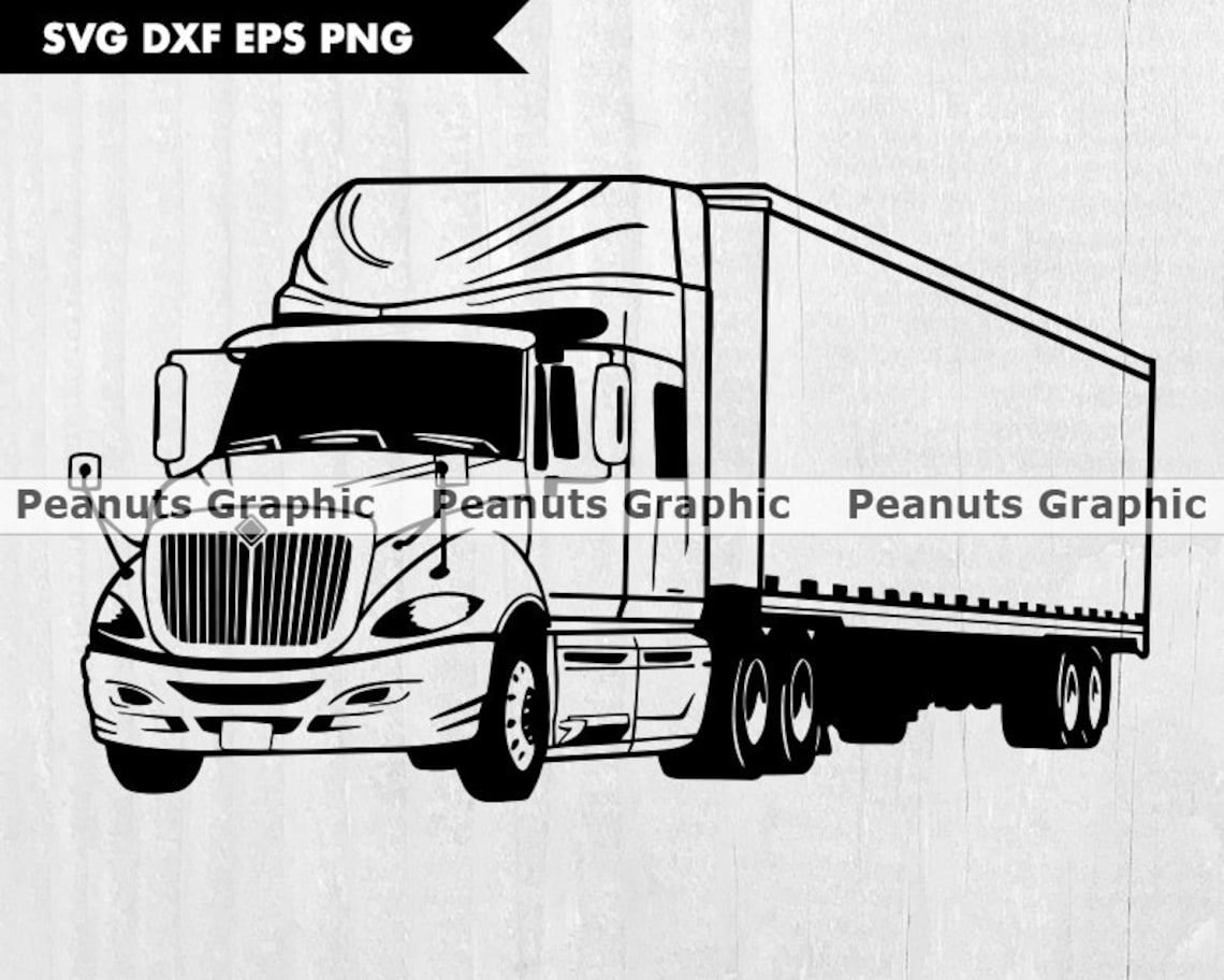 Semi Trailer SVG Files for Cricut, Tractor Truck Clipart, Big Truck PNG ...