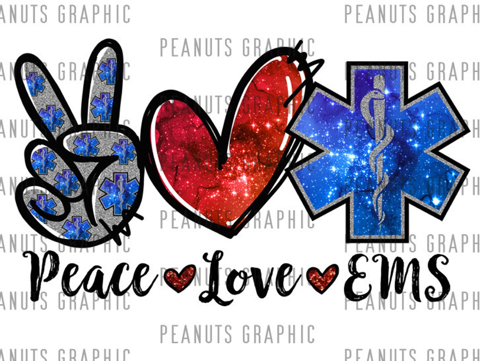 Peace Love EMS PNG Ems Png Sublimation Design Print Red - Etsy
