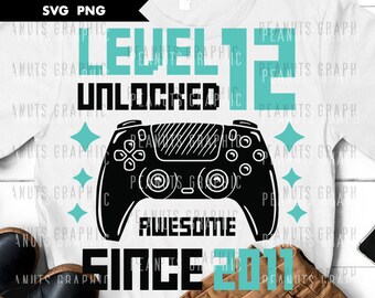 Level 12 Unlocked SVG 12th Birthday Boy Gamer 12 Years Old - Etsy